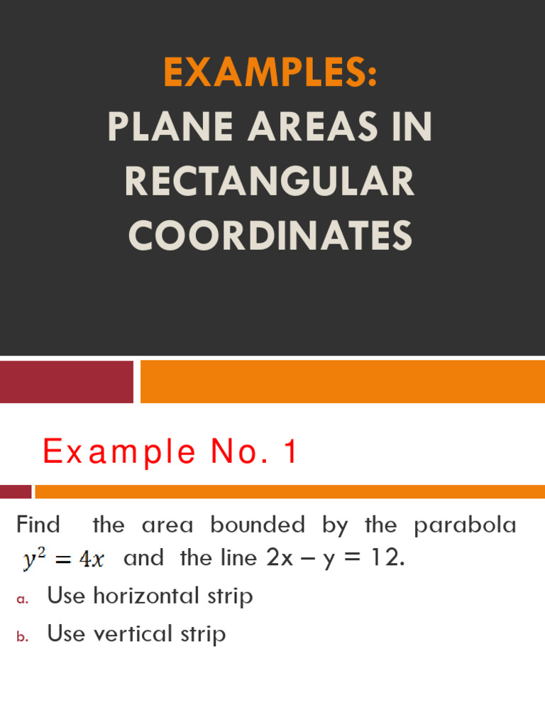12 Solutions To Plane Areas in Rectangular Coordinates Examples | PDF ...