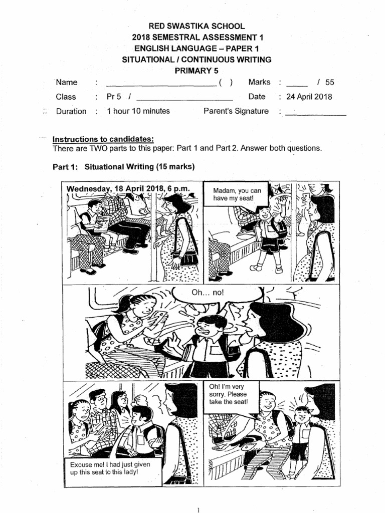 P5 English SA1 2018 Red Swastika Exam Papers | PDF