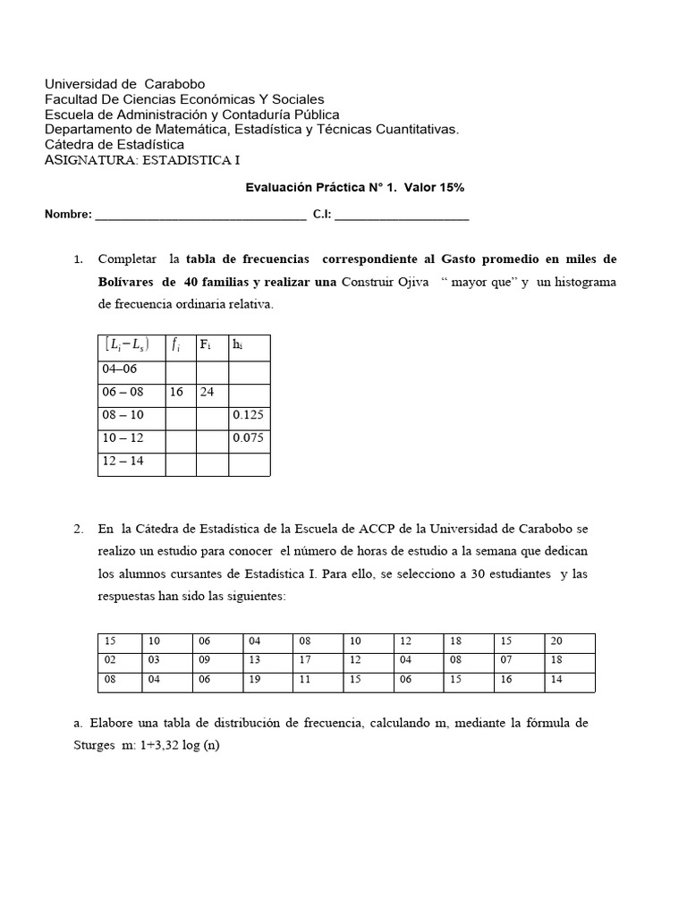 Práctica Evaluada t1-2 Tipo A | PDF | Estadísticas
