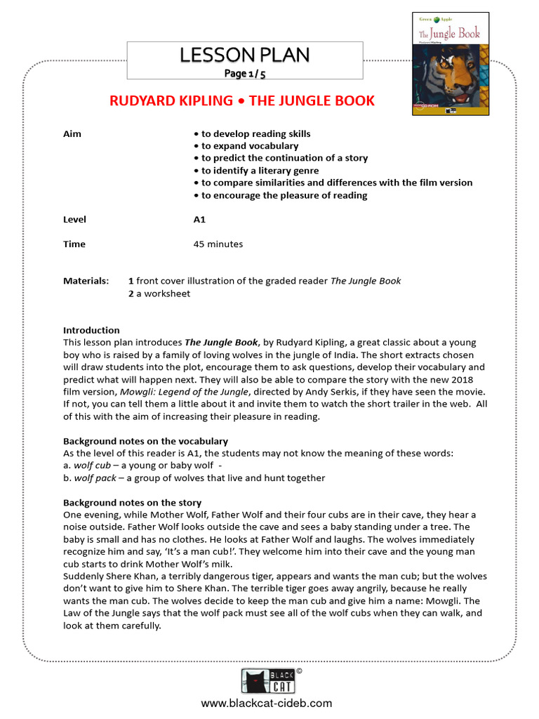 The Jungle Book Lesson Plan | PDF | The Jungle Book | Mowgli