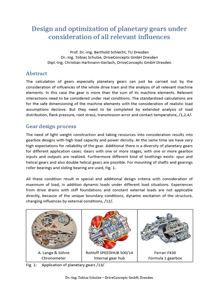 Design and Optimization of Planetary Gears - DriveConcepts GMBH | PDF ...