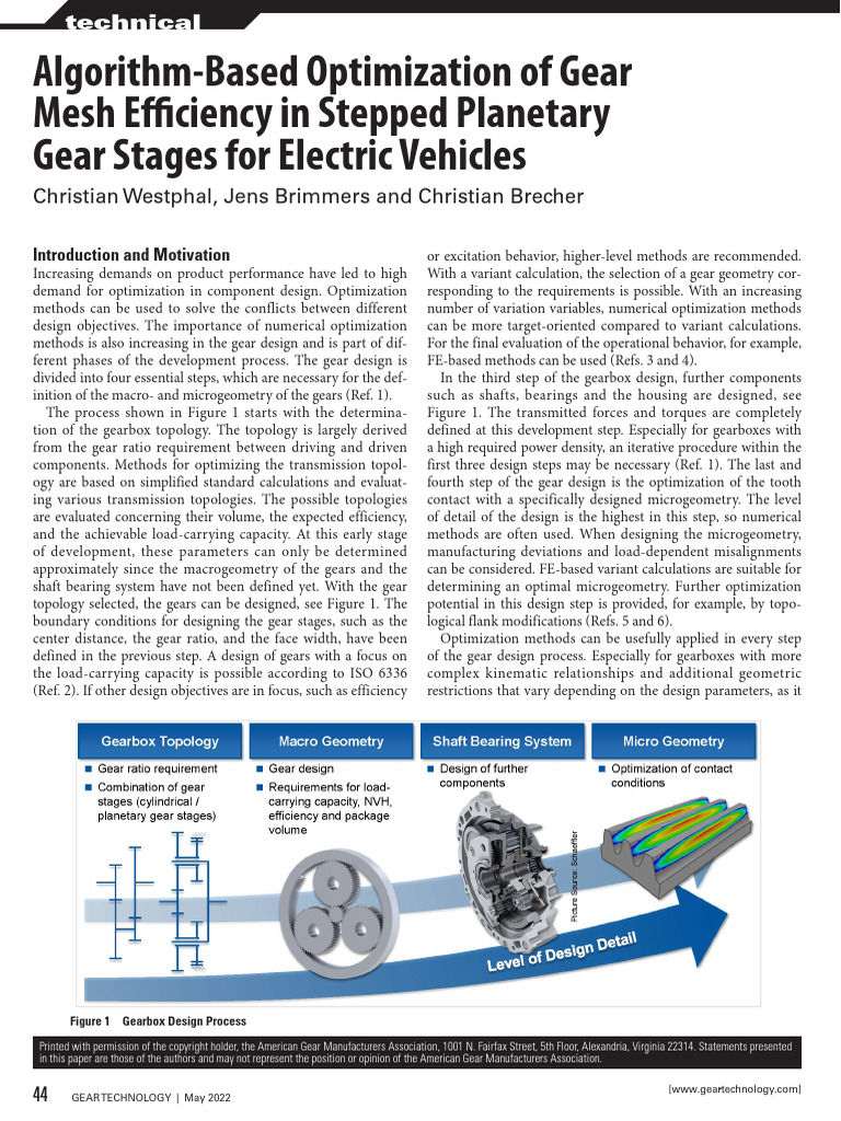 Algorithm Based Optimization of Gear Mesh Efficiency in Stepped ...