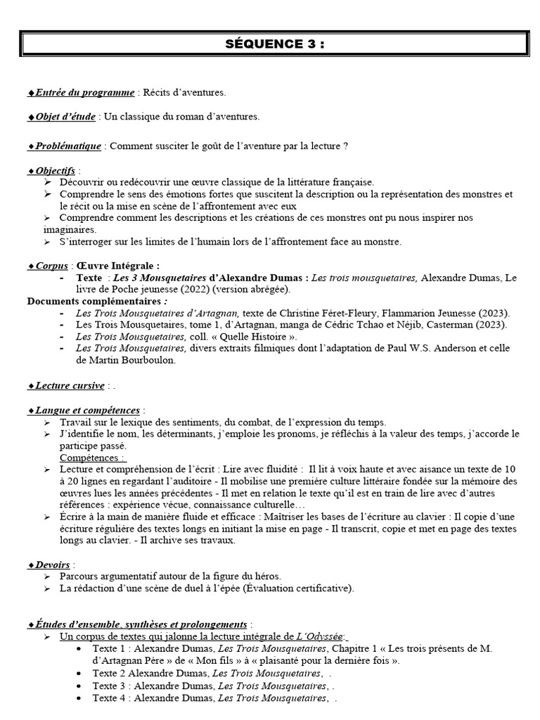 Plan de Sequence 3 6e | PDF