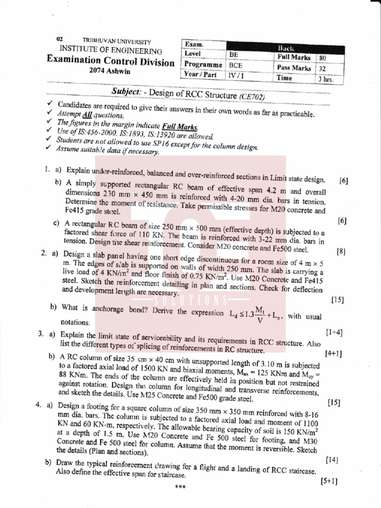 Design of RCC Structure (CE702) - Compressed | PDF