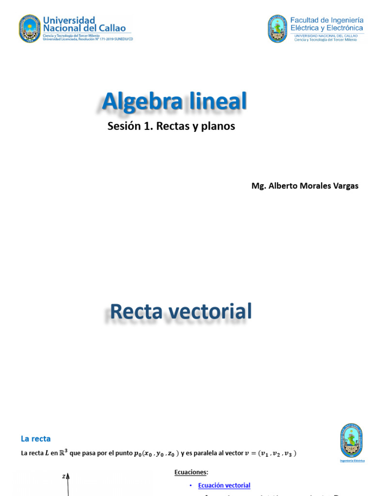 1 Rectas y Planos - Algebra Lineal | Descargar gratis PDF | Ecuaciones | Vector Euclidiano