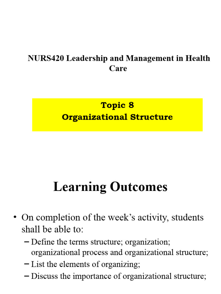 Topic 8-Organizational Structure | PDF | Organizational Structure ...