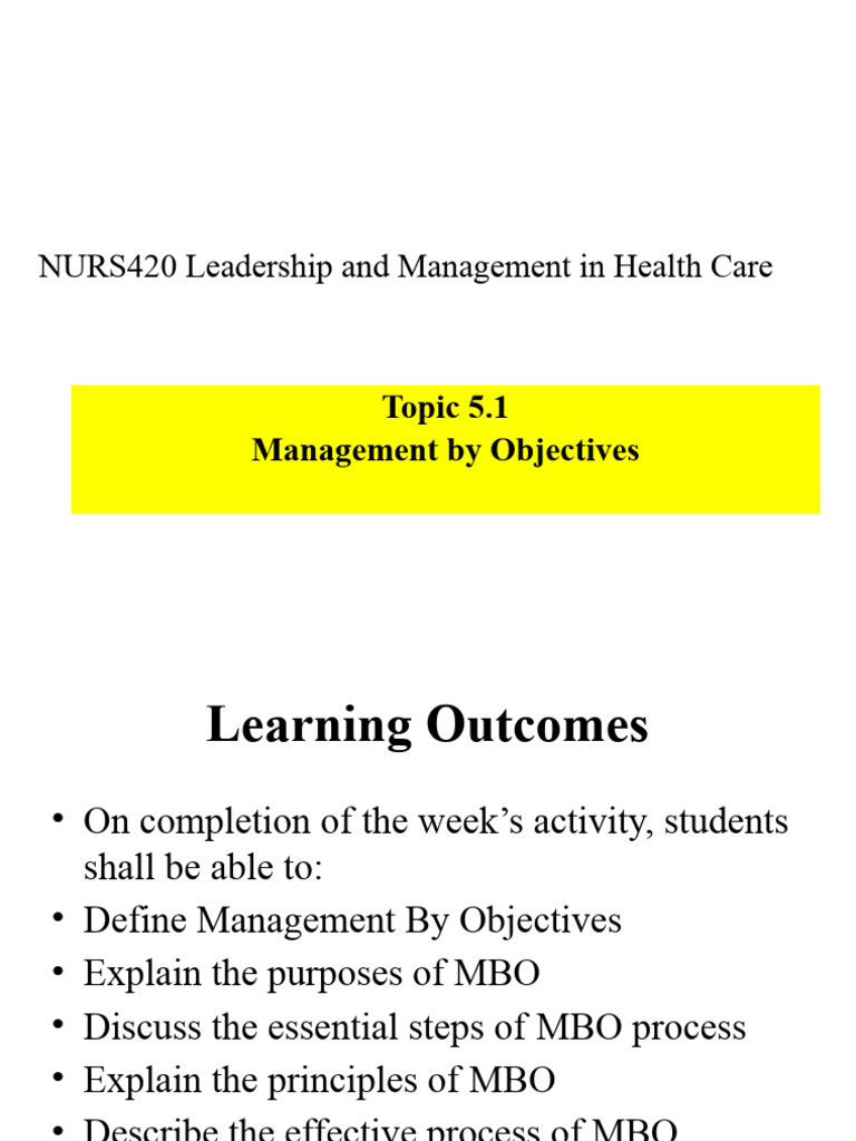 Topic 5 - 1 Management by Objectives (MBO) | Download Free PDF | Goal | Performance Appraisal