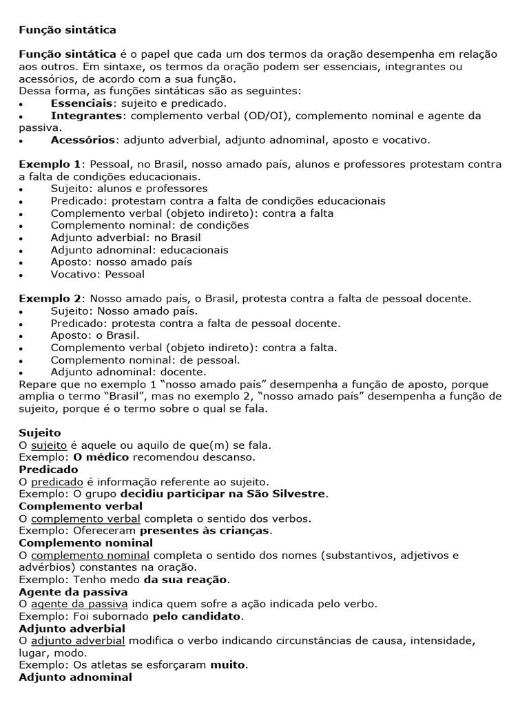 Função Sintática 2 Ano | PDF