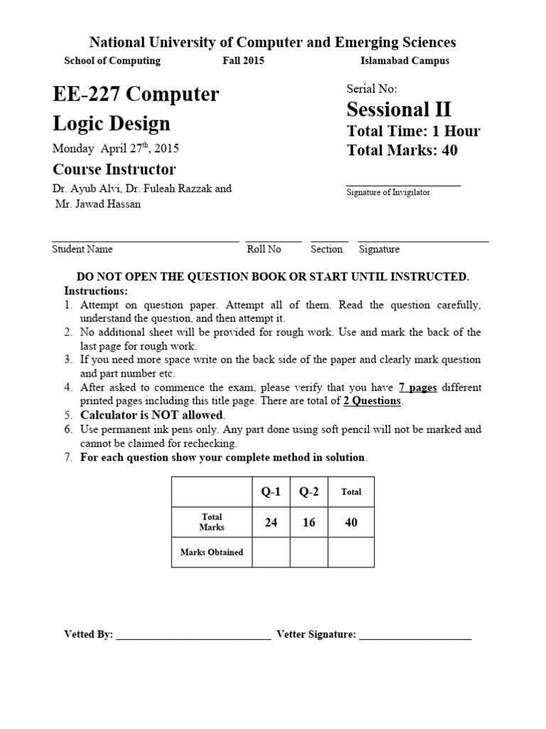 Sessional II Spring 2015 | PDF | Logic Gate | Computer Science