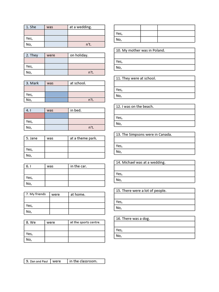 Was Were Questions and Short Answers | PDF