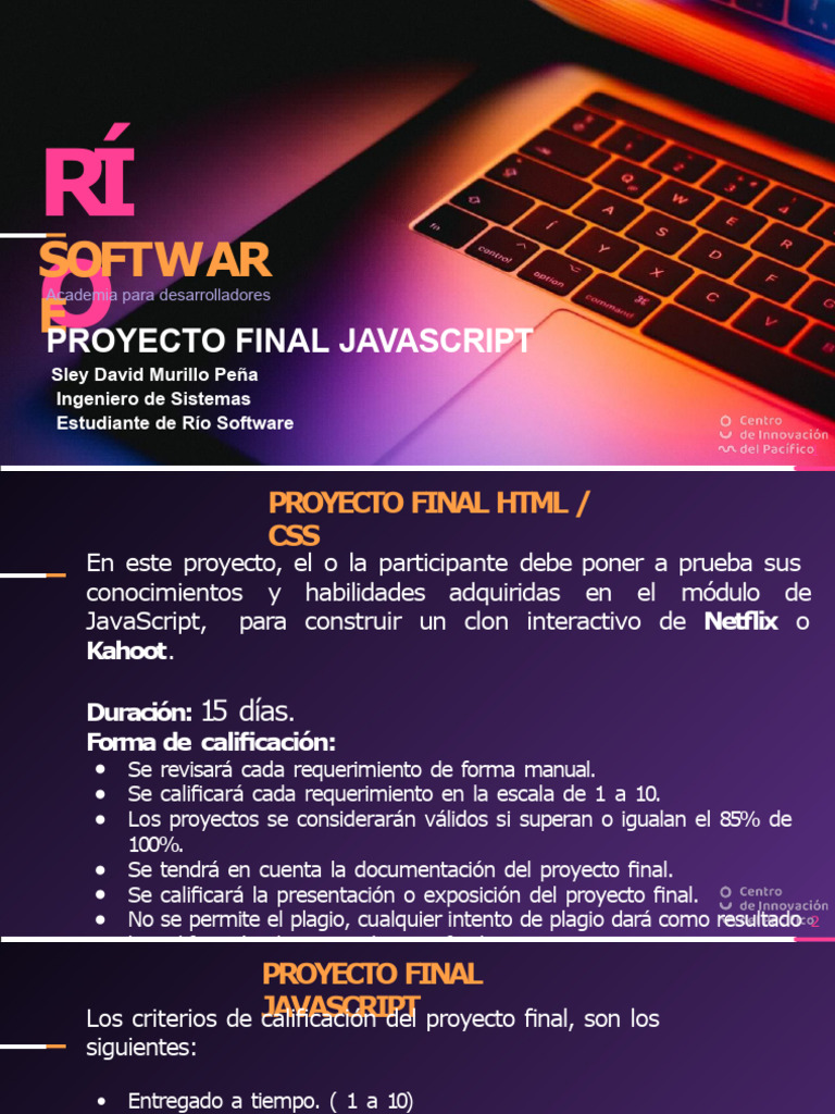 Proyecto Final Javascript Pdf Script Java Ingeniería De Sistemas