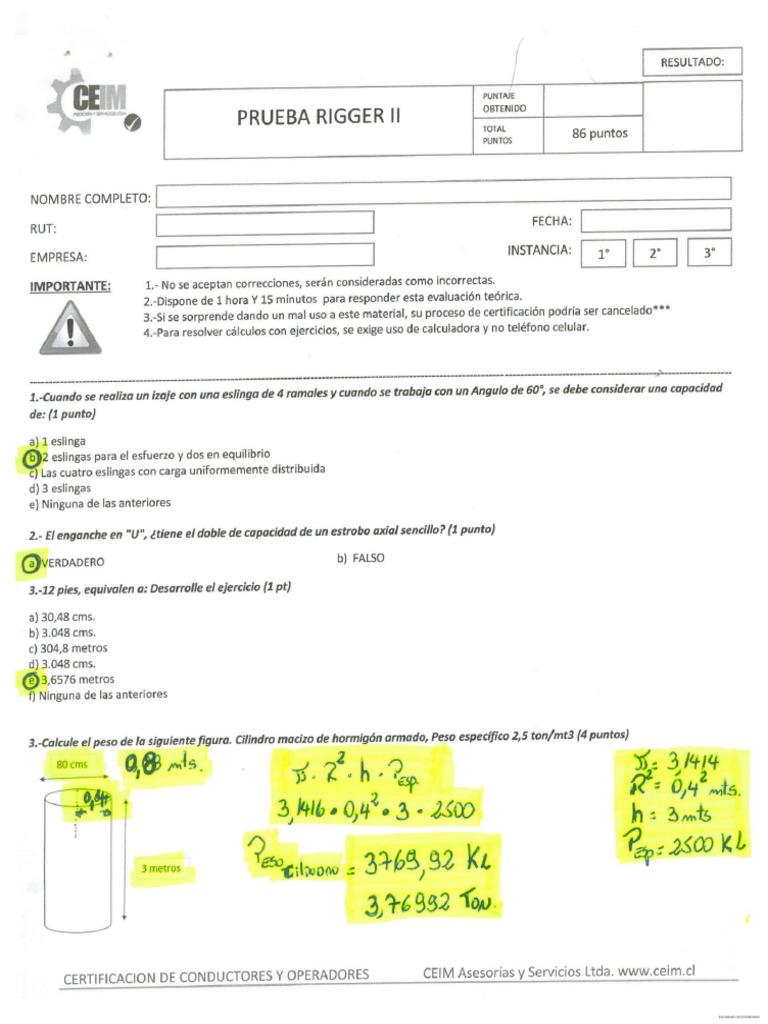 Prueba Ceim Rigger I | PDF