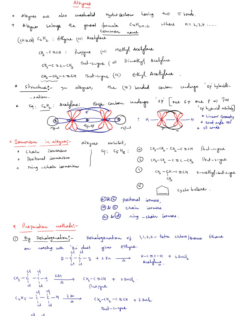 Complete Alkynes Notes | PDF