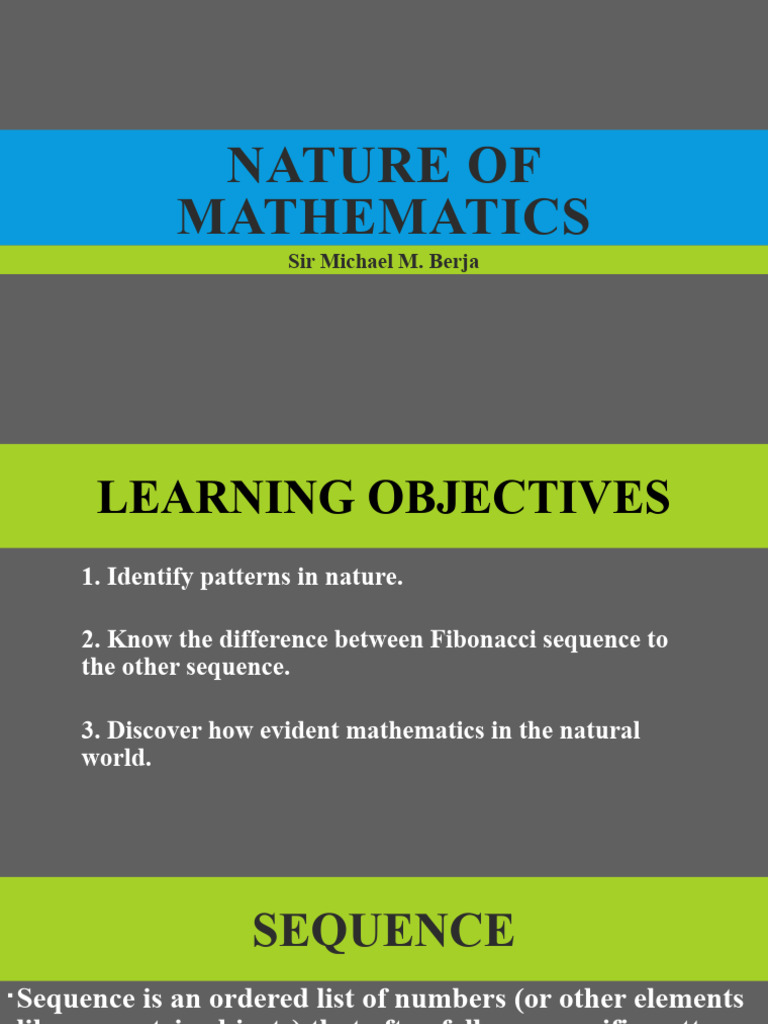 Lesson 1 Nature of Mathematics | PDF | Pattern | Sequence