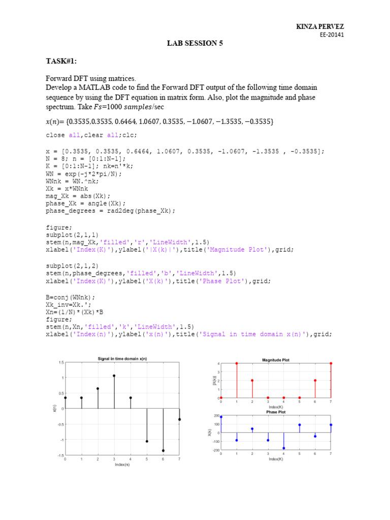 Lab 5 | PDF | Discrete Fourier Transform | Functions And Mappings