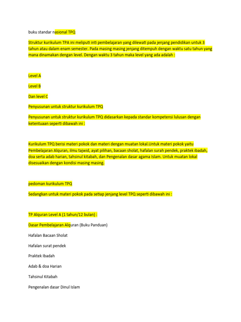 Buku Standar Pedoman Guru TPA | PDF