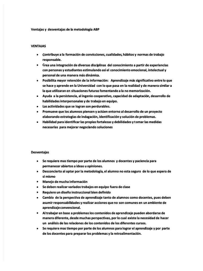 Pdf Ventajas Y Desventajas Del Abp Compress Pdf Aprendizaje