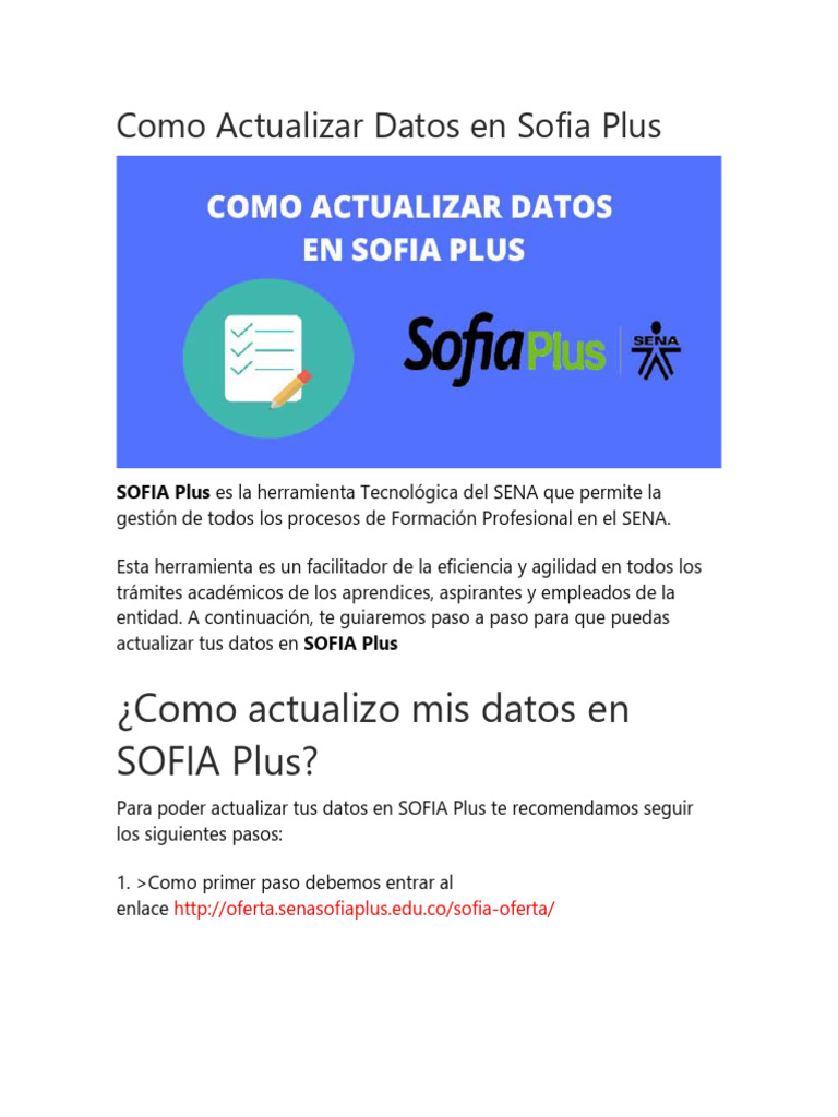 Como Actualizar Datos en Sofia Plus | PDF | Informática