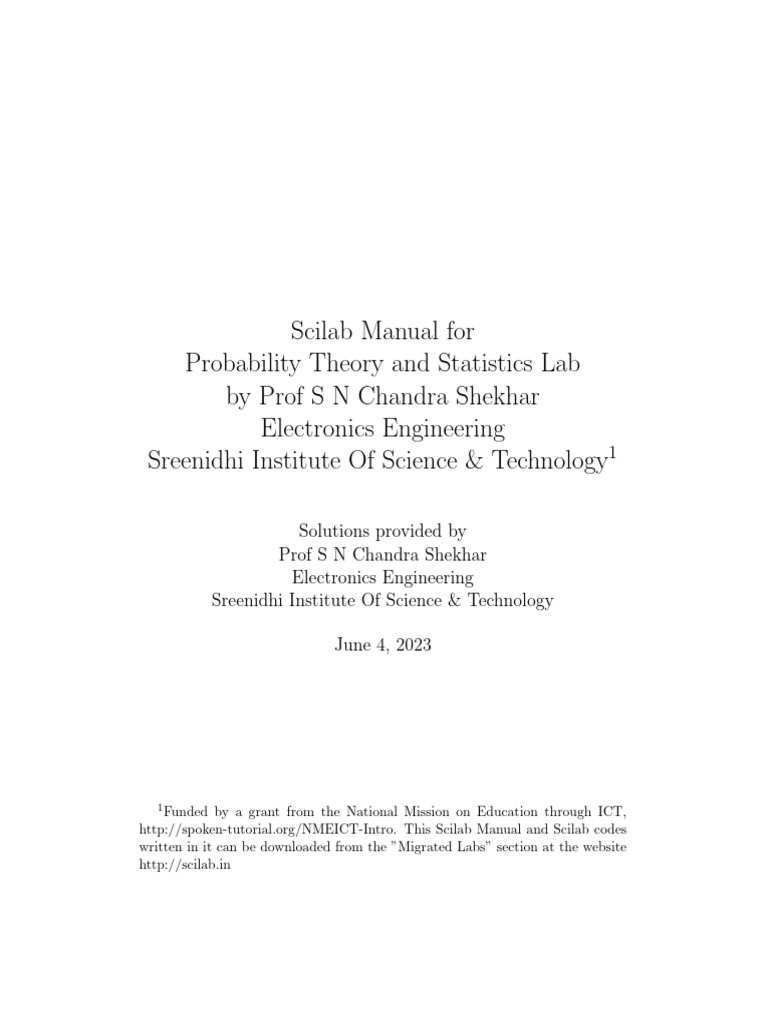 Probability Theory and Statistics Lab_Prof_S N Chandra Shekhar | PDF