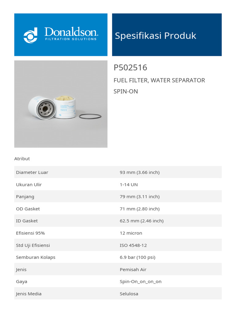 Donalson Filter Solar | PDF