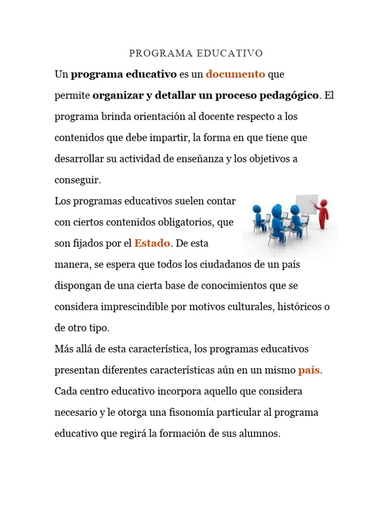 Definición y características del programa educativo | PDF | Enseñando ...