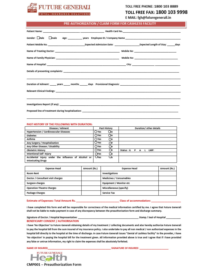 FGH Preauthorization Form | PDF | Hospital | Physician
