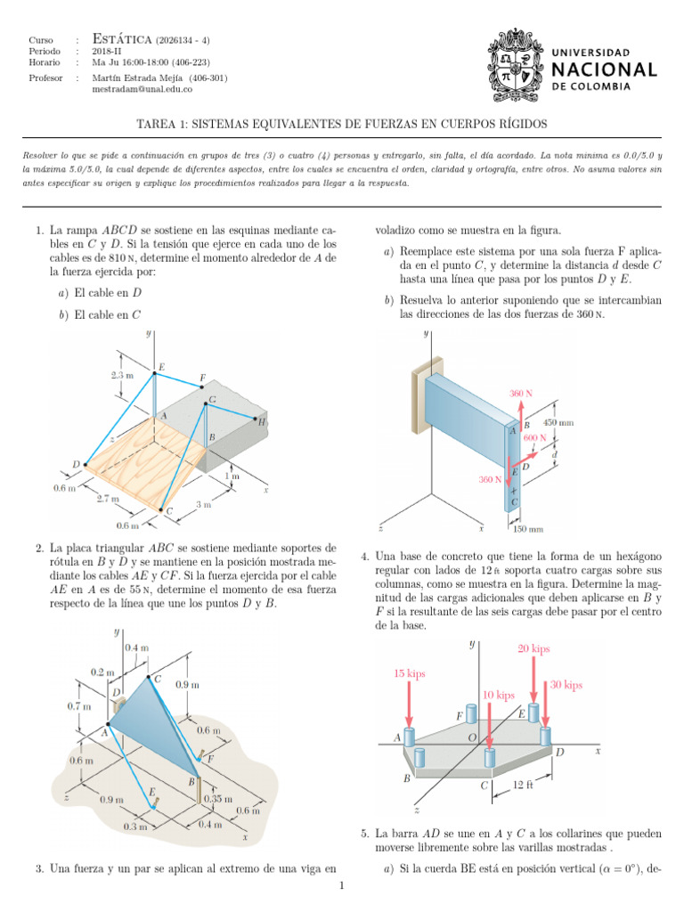 Ejercicios de estática | PDF | Mecánica | Ingeniería mecánica