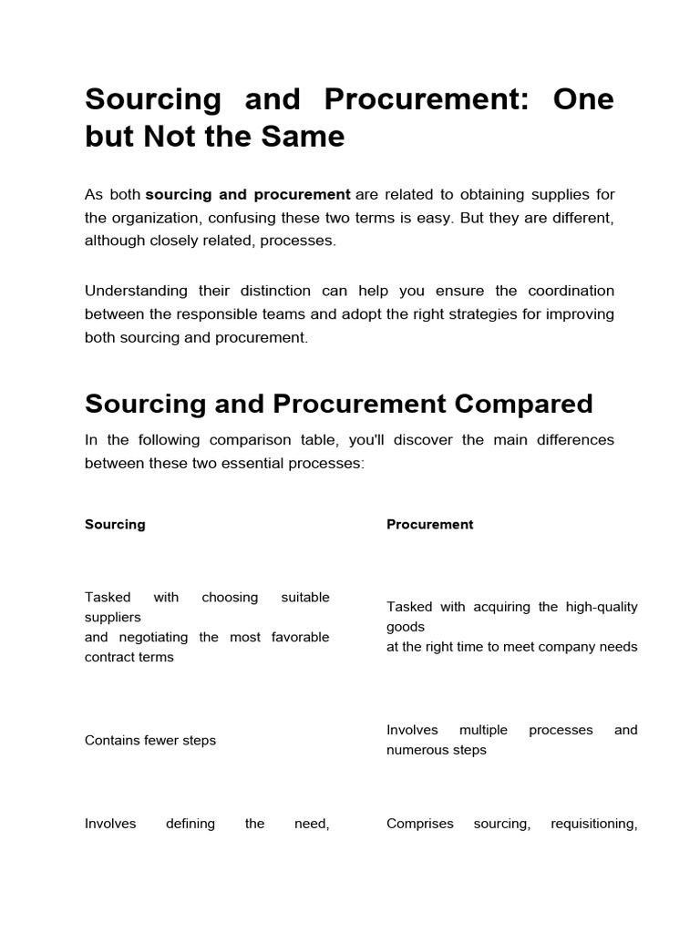 Distinguishing Sourcing from Procurement | PDF | Business