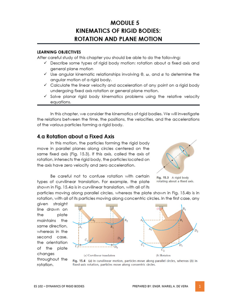 Module 5 | PDF | Rotation Around A Fixed Axis | Kinematics