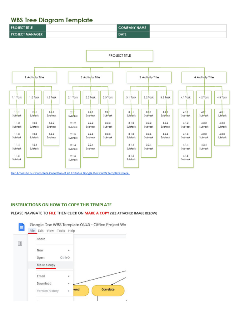 Google Doc WBS Template 08 - 43 - Project Work Breakdown Structure Tree ...