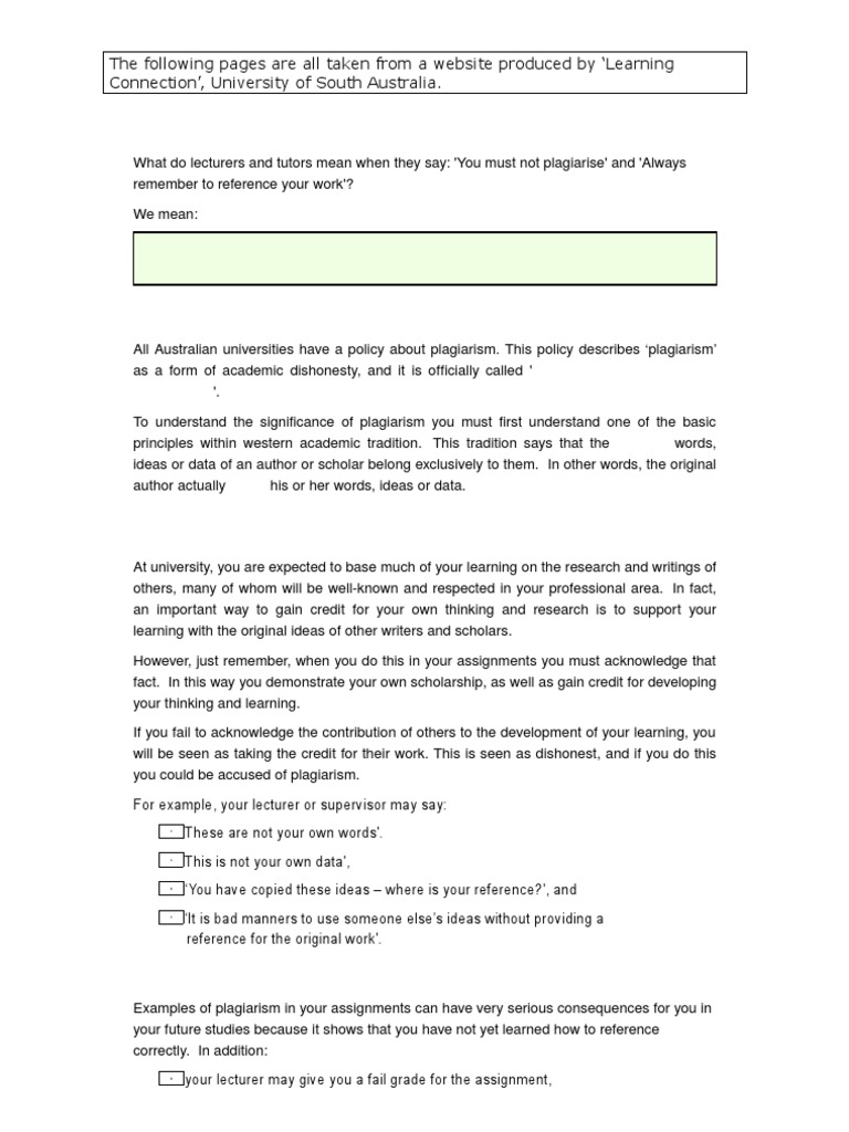 Understanding and Avoiding Plagiarism | PDF | Plagiarism | Cognition