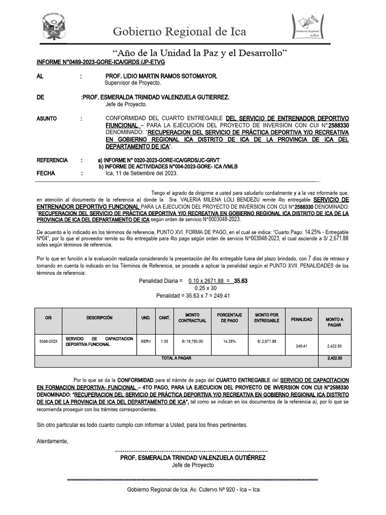 INFORME Penalidad JP | PDF | Responsabilidad | Andes