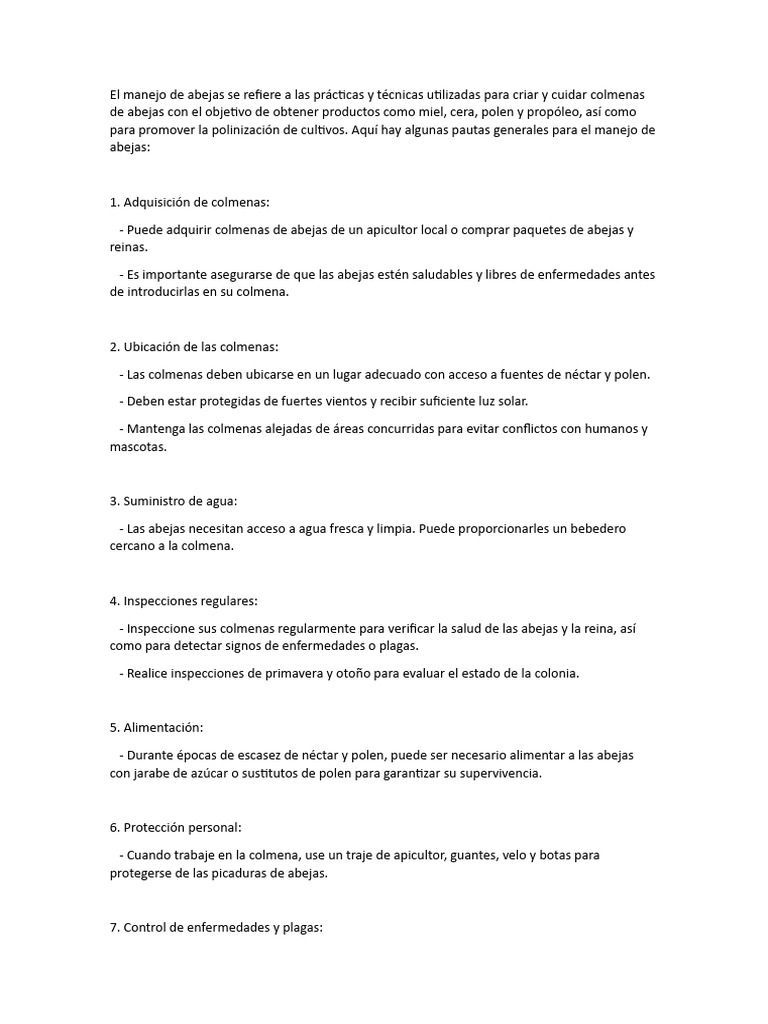Manejo de Abejas | PDF | Miel | Colmena Manejo de Abejas | PDF | Miel | Colmena