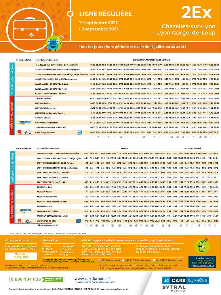 Horaires Bus 2EX 2025 Chazelles-Lyon | PDF | Transport | Véhicules