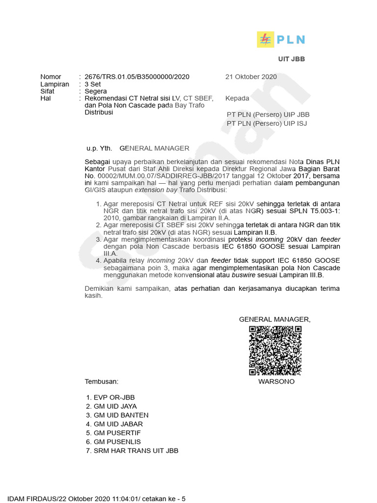 Rekomendasi CT Netral Sisi LV, CT SBEF, Dan Pola Non Cascade Pada Bay ...