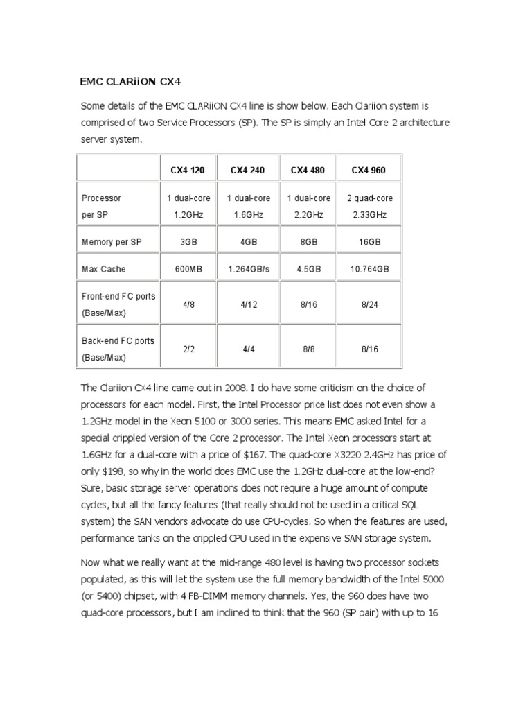 EMC CLARiiON CX4 Overview and Critique | PDF | Multi Core Processor ...