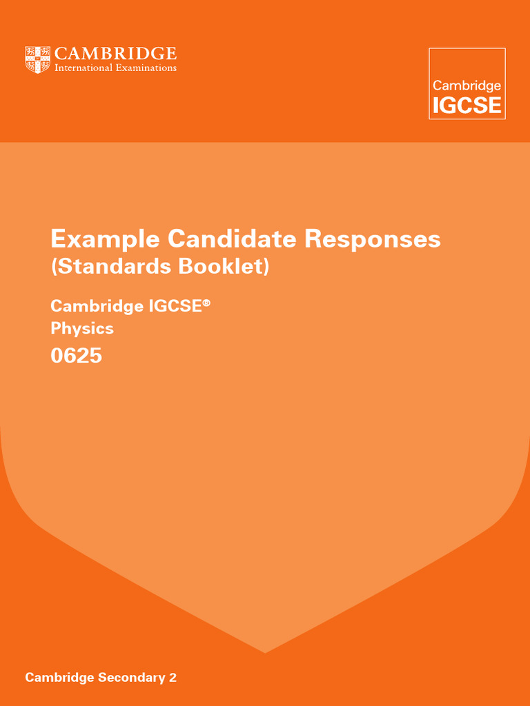 0625 Physics Example Candidate Responses Booklet 2012 | PDF ...