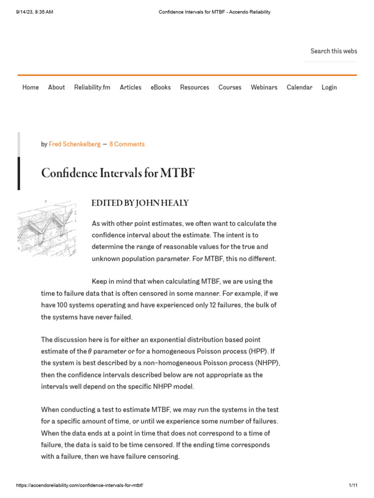 Confidence Intervals For MTBF - Accendo Reliability | PDF | Reliability ...