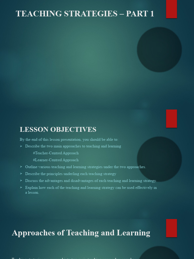 Teaching Strategies - Part 1 | PDF | Teachers | Learning
