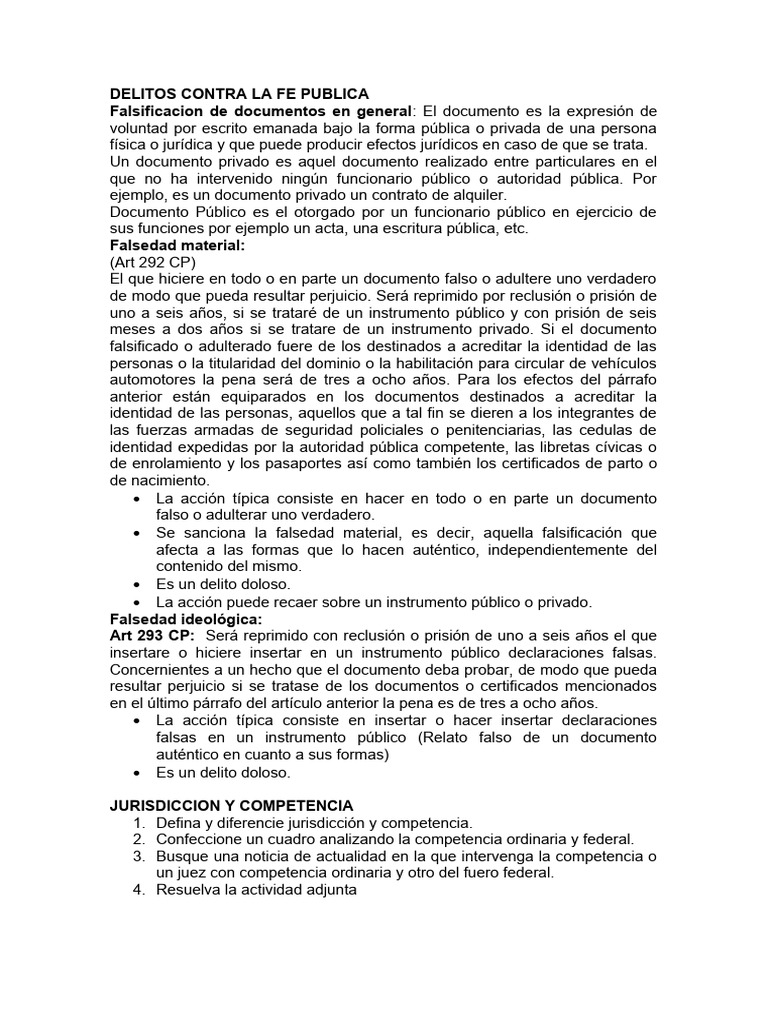 Delitos Contra La Fe Publica | Descargar gratis PDF | Castigos | Prisión