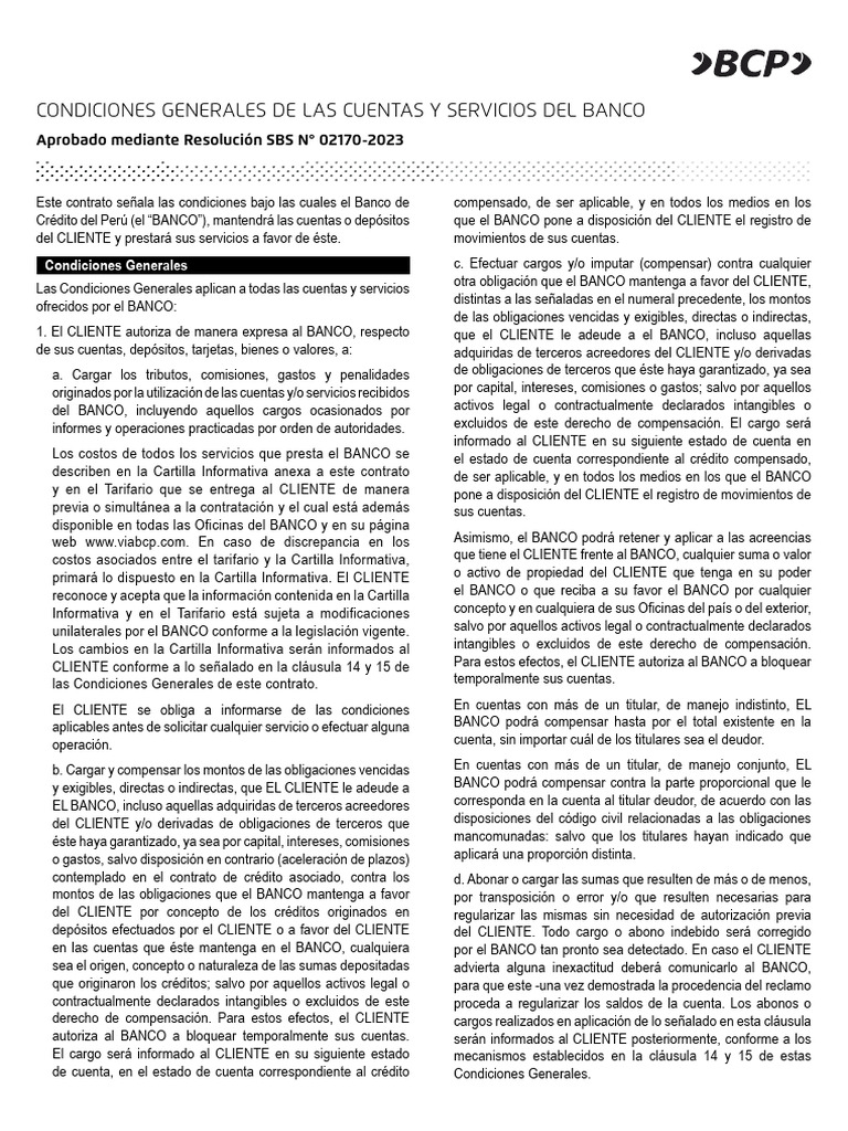 Condiciones Generales | PDF | Bancos | Pagos