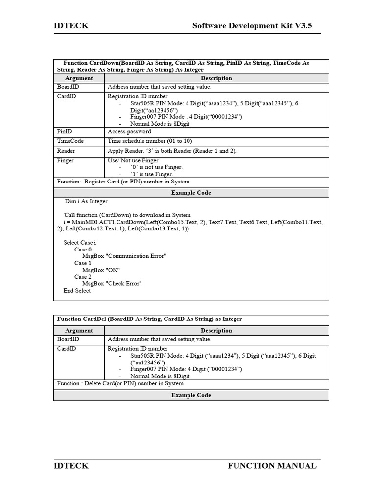 SDK Funnction Manual Ver35 | PDF | String (Computer Science) | Personal Identification Number
