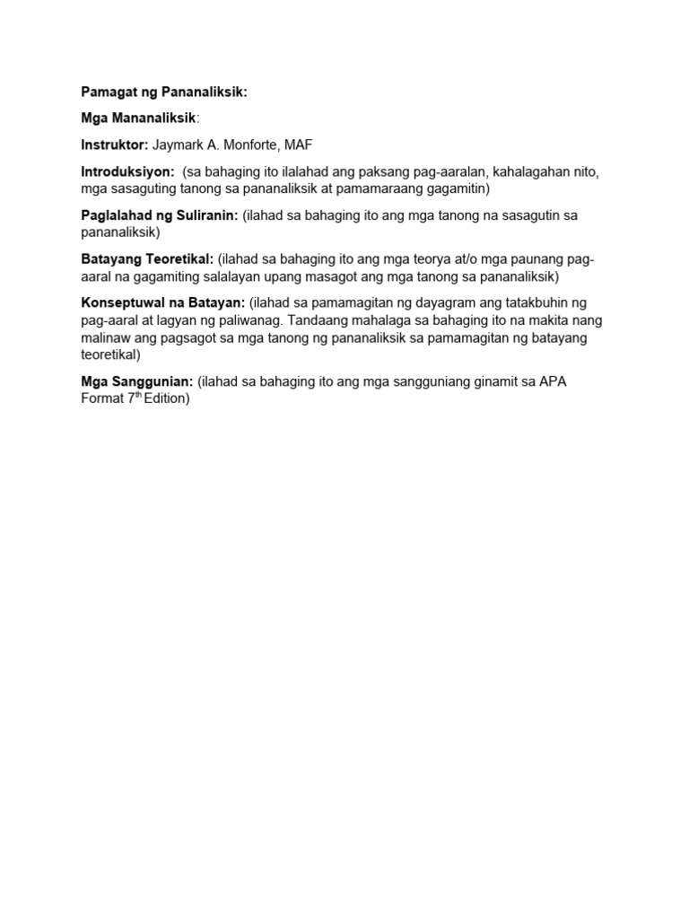 Format NG Terminong Papel | PDF