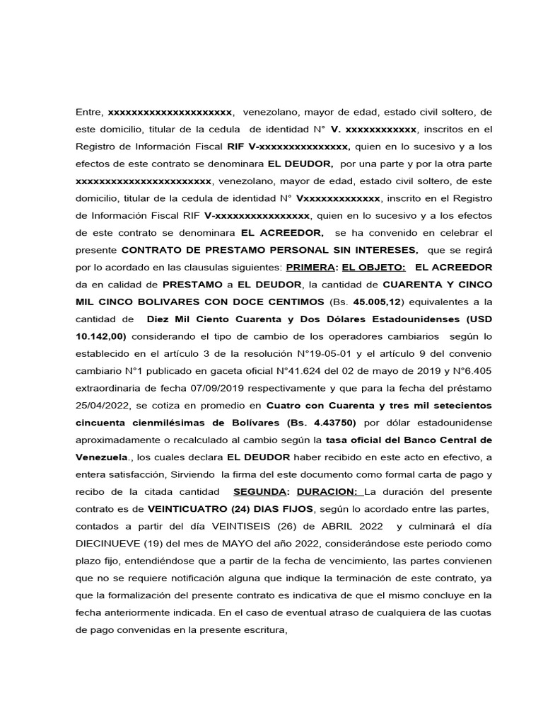 Prestamo Sin Interes | PDF | Pagos | Venezuela
