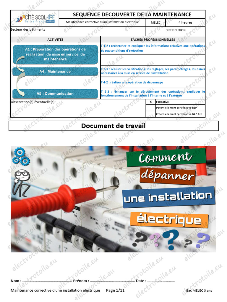 Activite-pratique-MELEC-Maintenance Corrective-Installation-Électrique ...