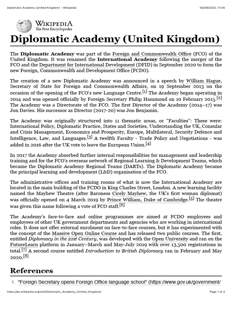 Diplomatic Academy (United Kingdom) | PDF | International Relations ...