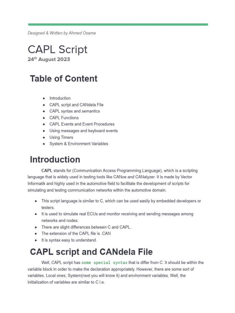 CAPL Script | PDF