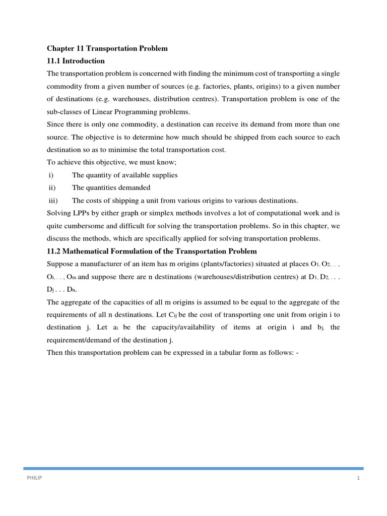 Lesson 8 - LPP - Transportation Problems | PDF | Mathematical Optimization | Matrix (Mathematics)