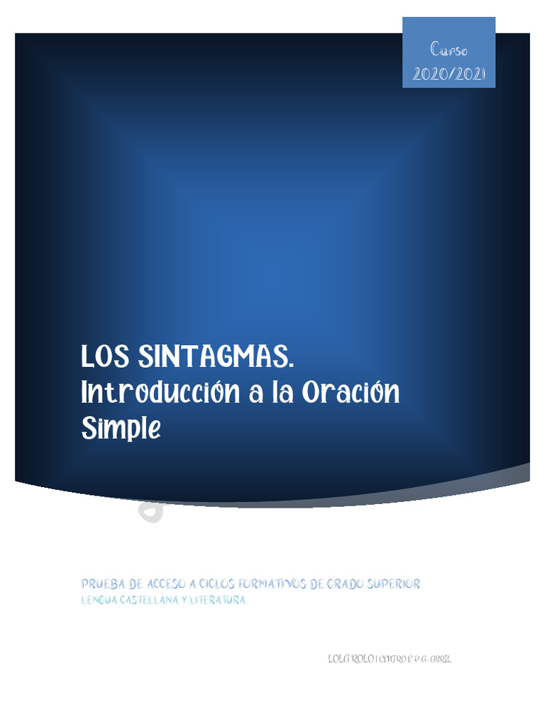 Sintagmas y Oración Simple | PDF