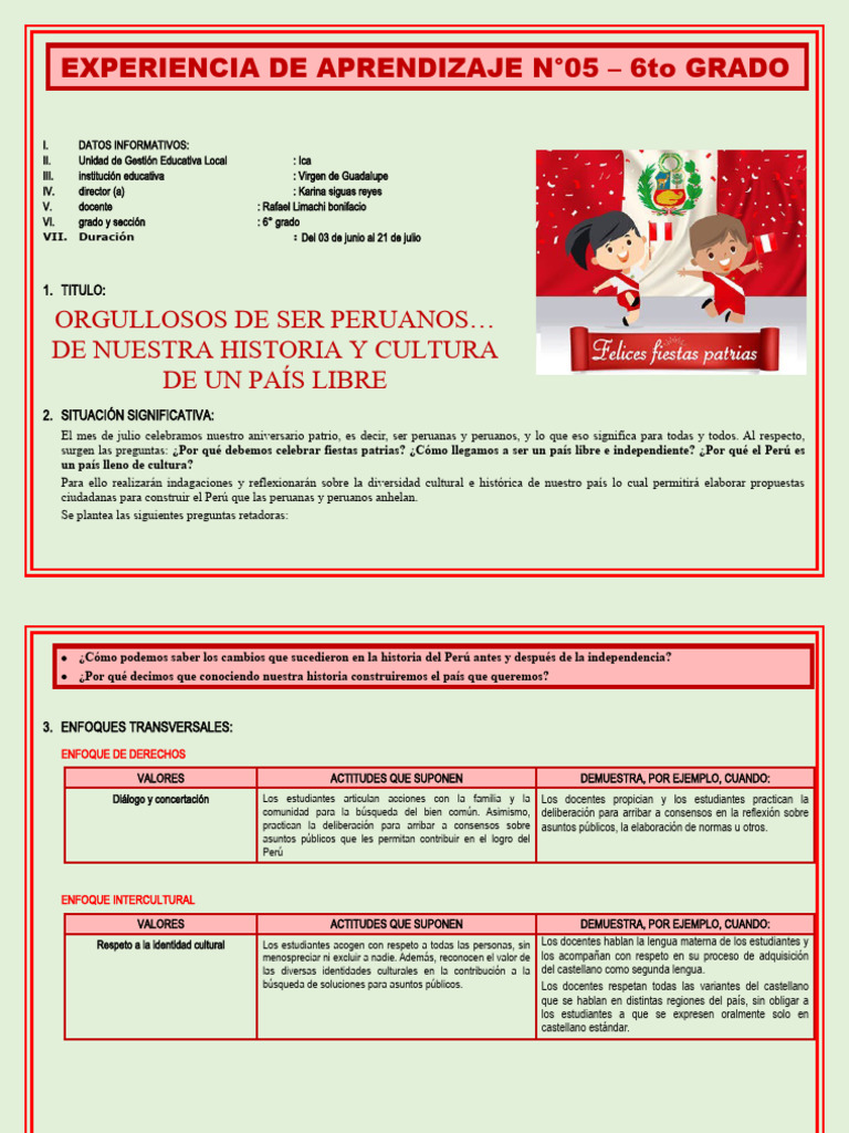 6° Grado - Experiencia de Aprendizaje N°05 | Descargar gratis PDF | Números | Exponenciación